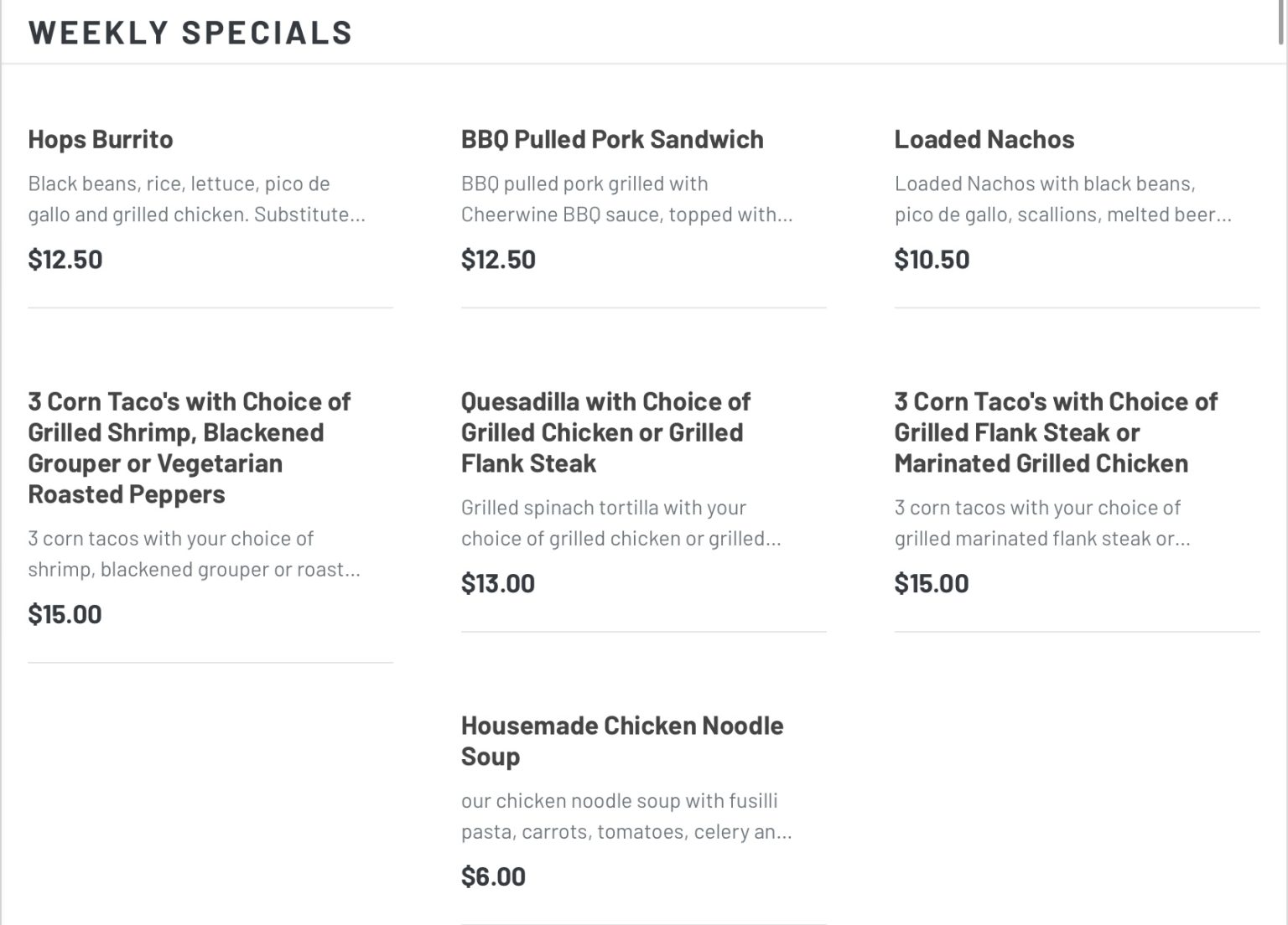 Menu – Hops & Berry