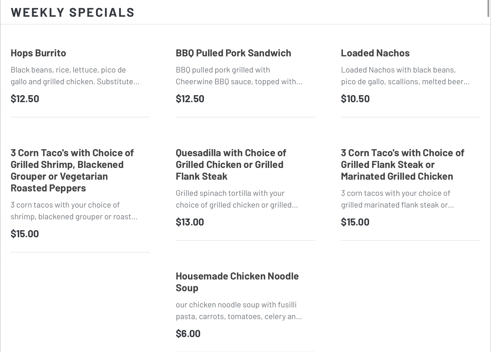 Menu – Hops & Berry